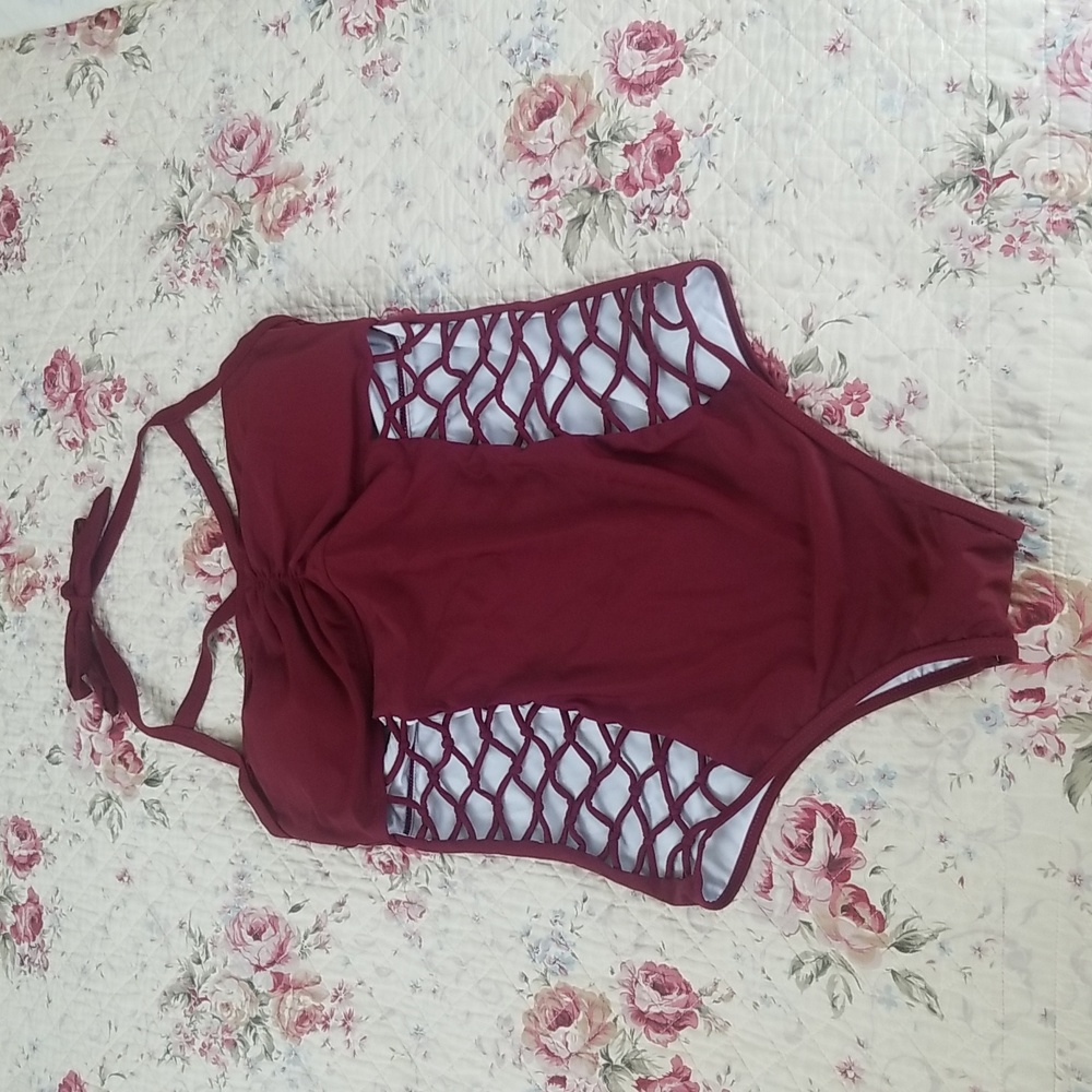 New Bathing Suit With Lattice Design Detail - Gem